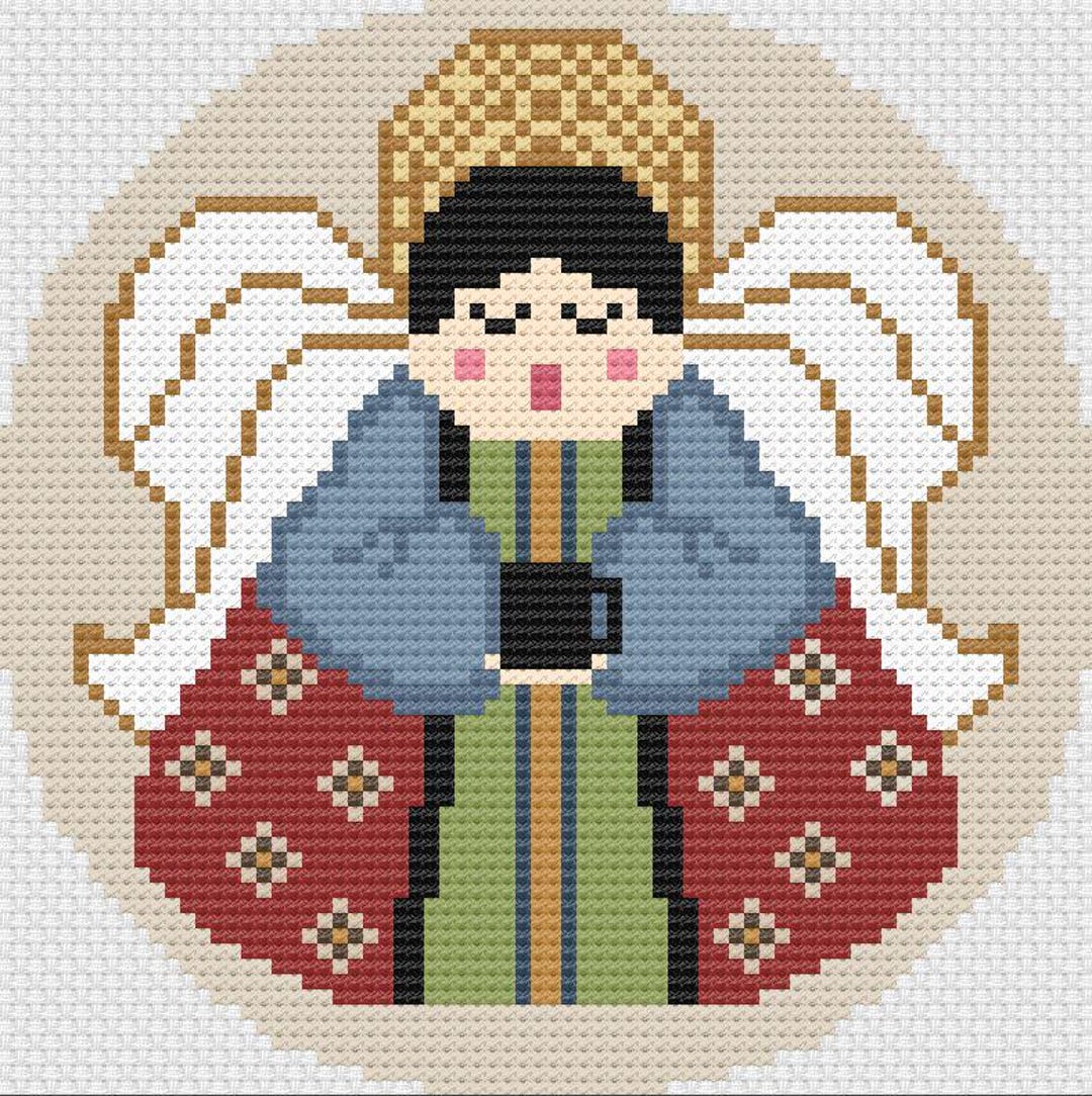 Coffee Angel Needlepoint Pattern, Coffee Theme Needlepoint, Angel ...