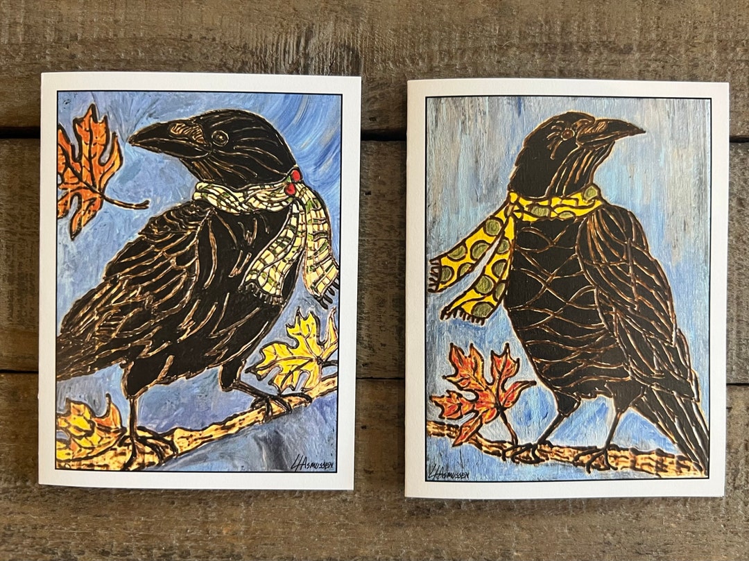 Crows, Fall Crows, Autumn Crow Card Set, 2 Card Set, Autumn Card Set ...