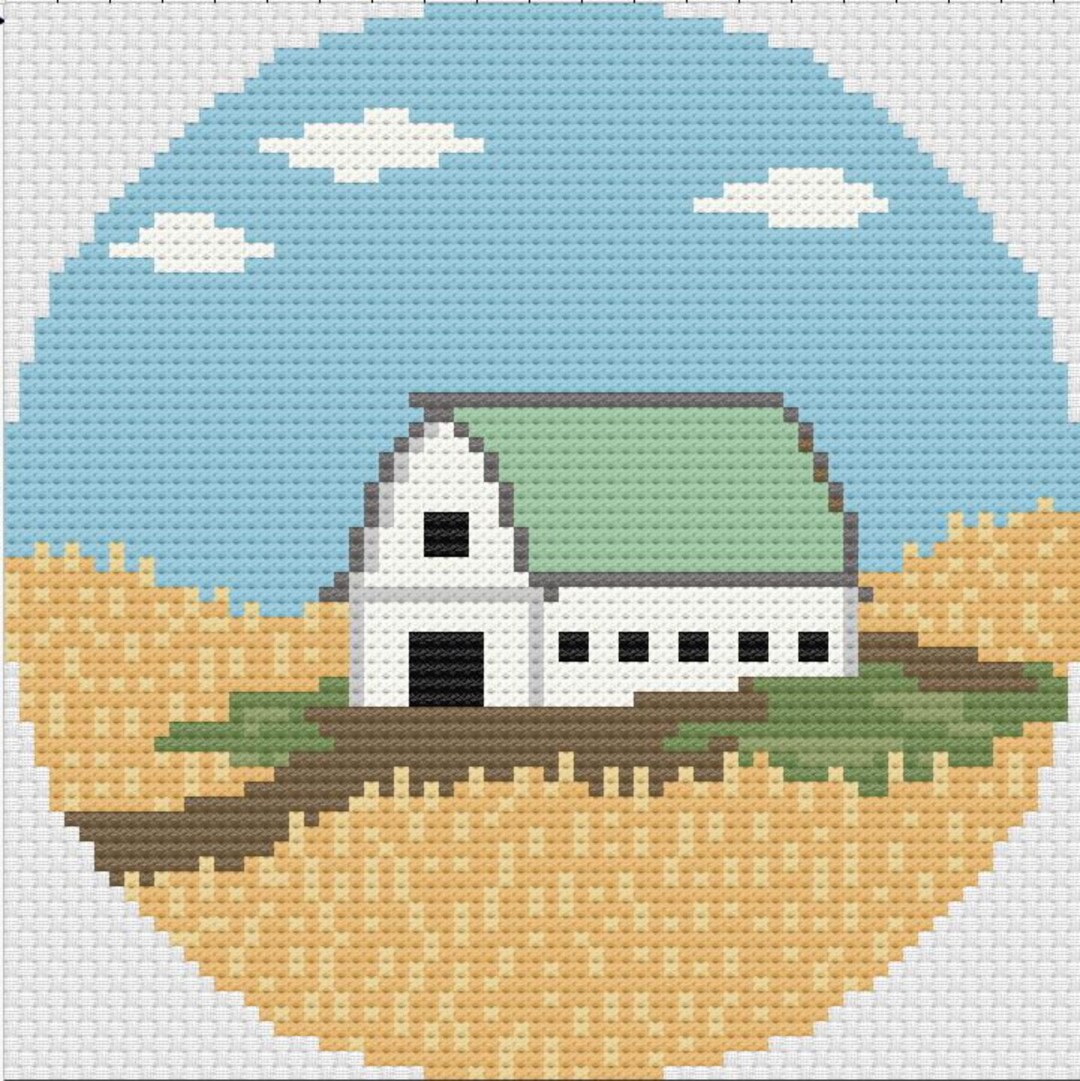 White Barn, Palouse Barn, Old Barn Needlepoint, Barn Needlepoint, Farm ...