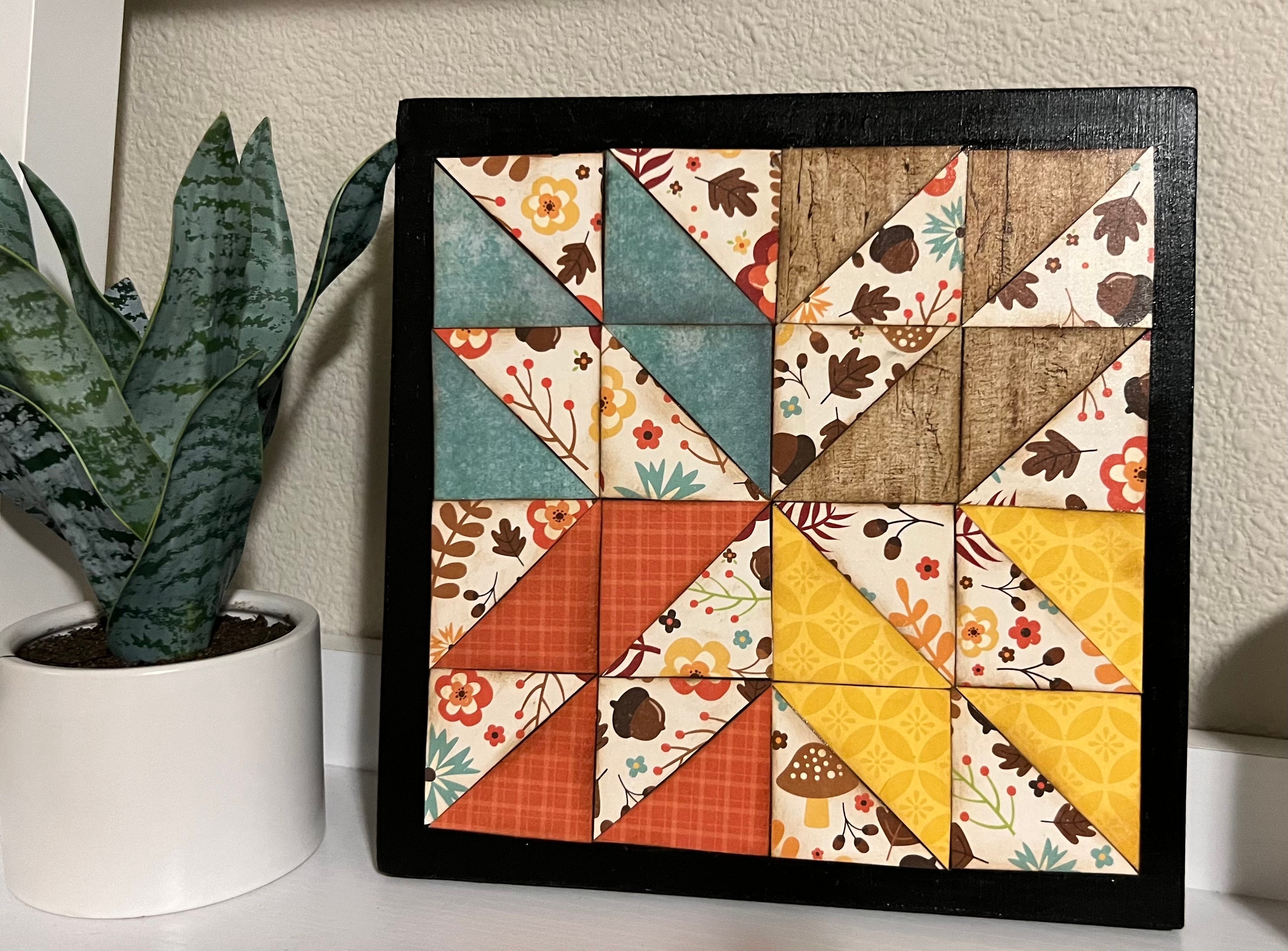 Fall Paper Quilt Block, Shelf Sitter, Handmade, Autumn Decoration, Hand ...