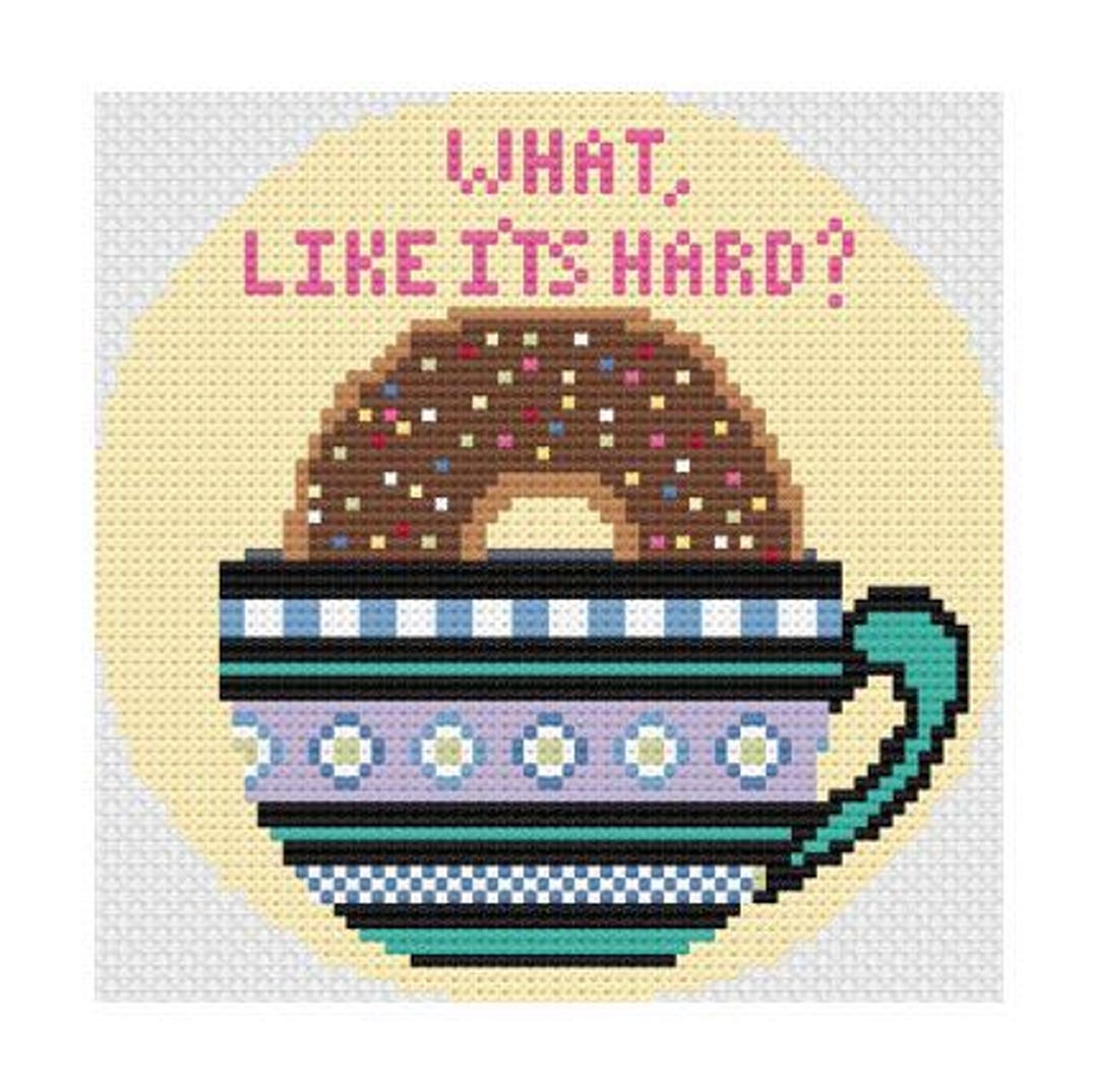 Donut Dunk Needlepoint Pattern, Cute Donut Pattern, Anyone Can Dunk ...
