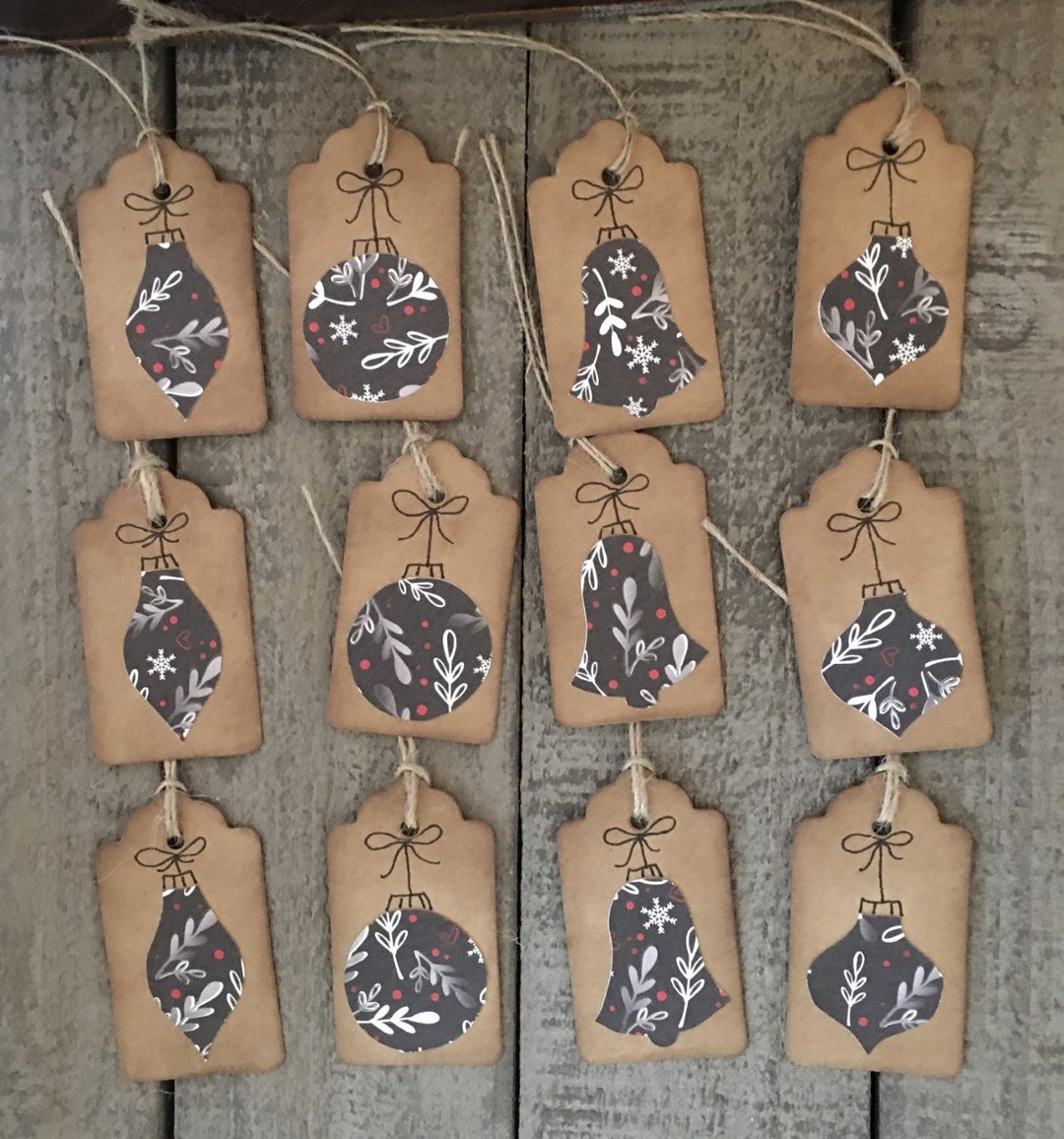 Set of 12 Primitive Christmas Gift Tags Handmade Hand Cut - Etsy Canada