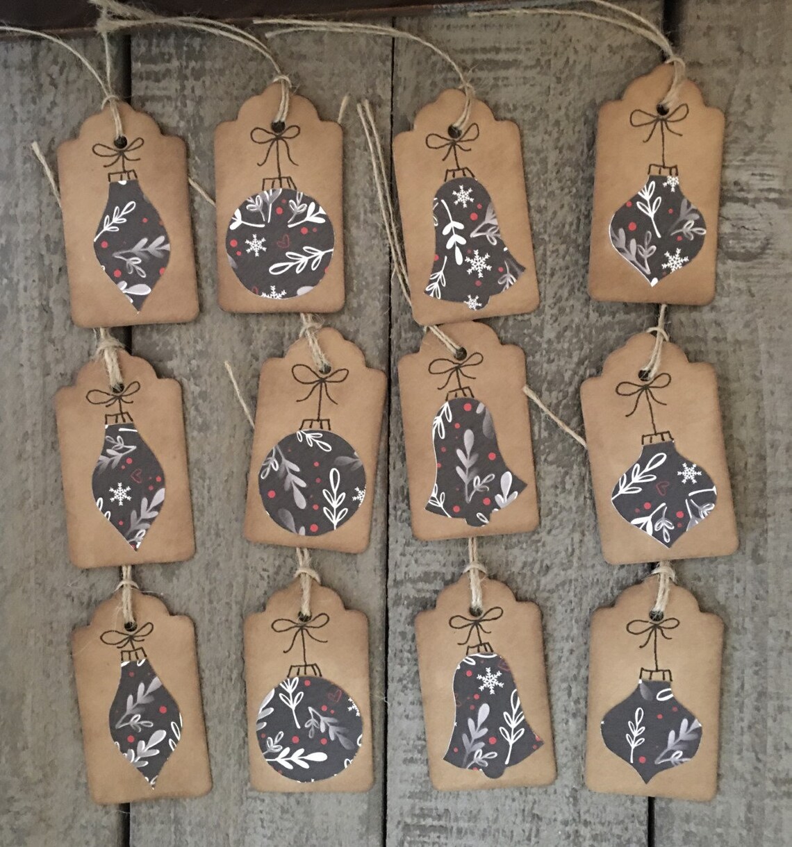 Set of 12 Primitive Christmas Gift Tags Handmade Hand Cut - Etsy Canada