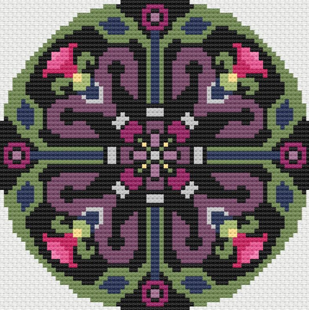 Classic Style Geometric Floral Needlepoint Chart, 18 Mesh, Original ...