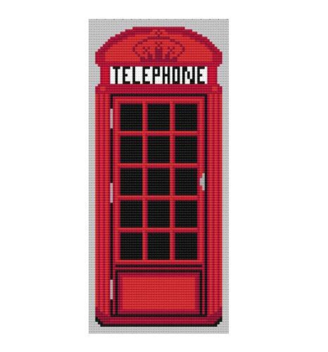 English Phone Booth Needlepoint Pattern, Telephone Booth, UK Red Phone ...