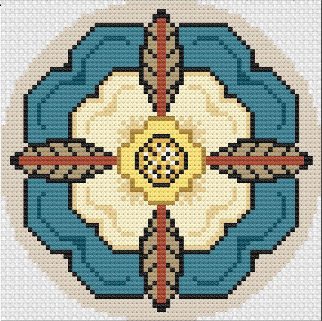 Folk Flower Needlepoint, Four Petal Flower Needlepoint Pattern ...