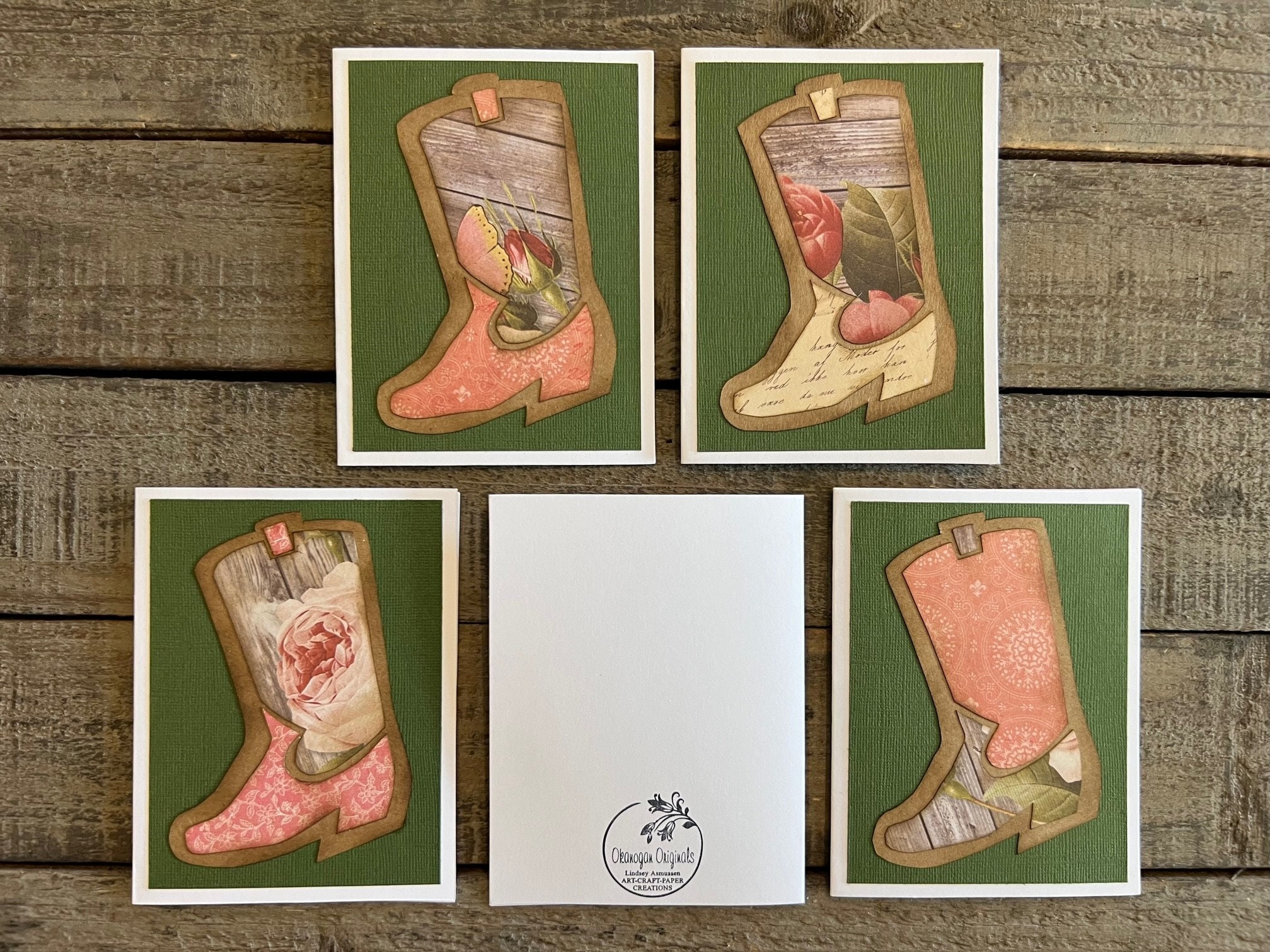 Cowboy Boot Cards Set of 5 Blank Notecards Hand Cut - Etsy
