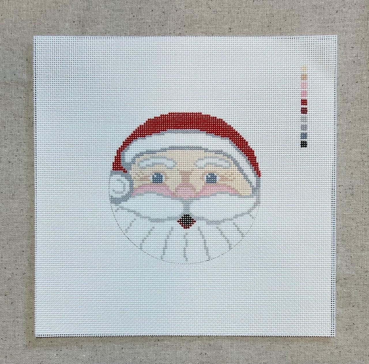 Santa Claus Needlepoint Hand Painted Canvas, 18 Mesh, Santa Face ...