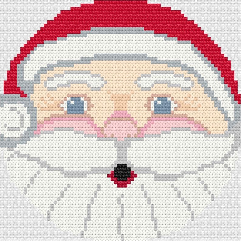 Santa Claus Needlepoint Ornament Pattern, Santa Face Needlepoint Chart ...