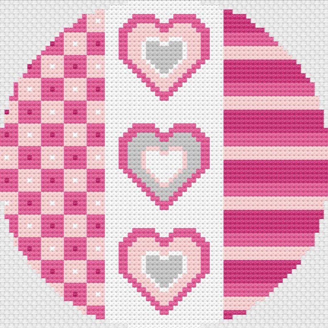 Valentine Ornament Needlepoint Pattern, Valentine's Day, Three Hearts ...