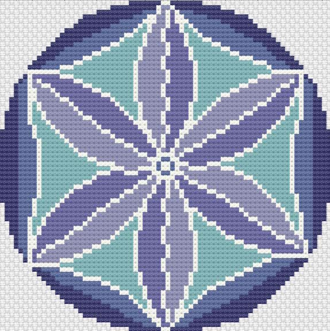 Six Petal Daisy Symbol, Folk Flower Needlepoint Pattern, Six Petal ...