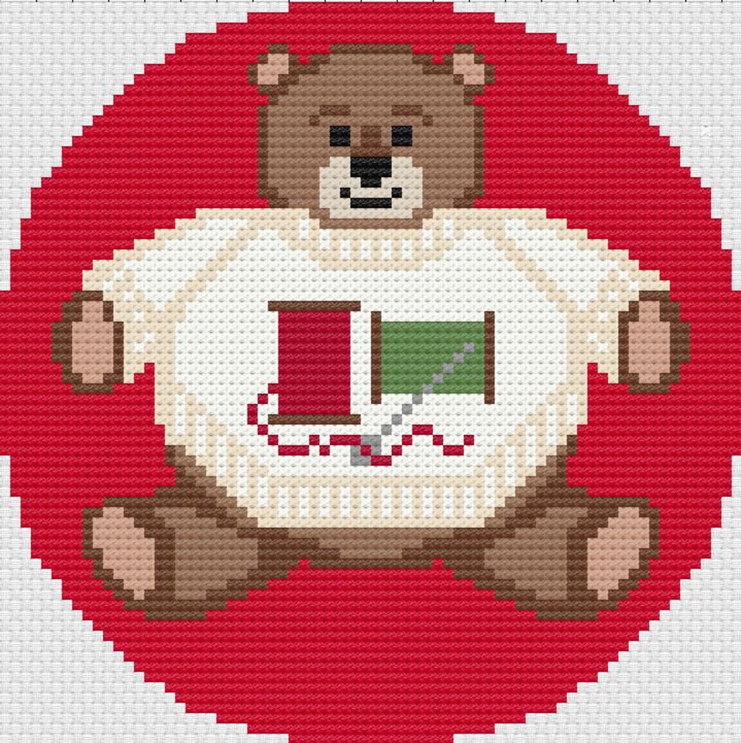Teddy Bear Holiday Spools Needlepoint Pattern, Cute Stitch Theme ...