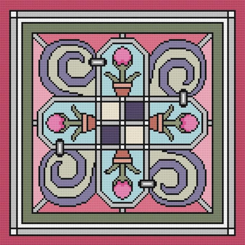 Geometric Floral Needlepoint Chart,18 Mesh, Needlepoint Pattern ...