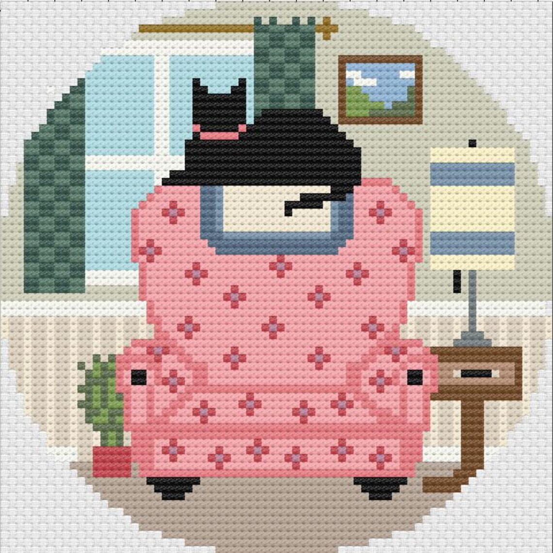 Cute Black Cat Needlepoint Pattern, Parlour Cat, Sweet Cat Theme ...