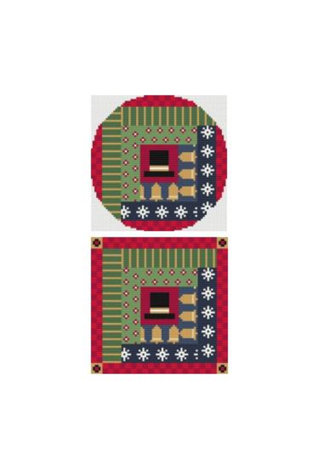 Log Cabin Christmas Quilt Style Needlepoint, 18 Mesh, 2 Patterns, One ...