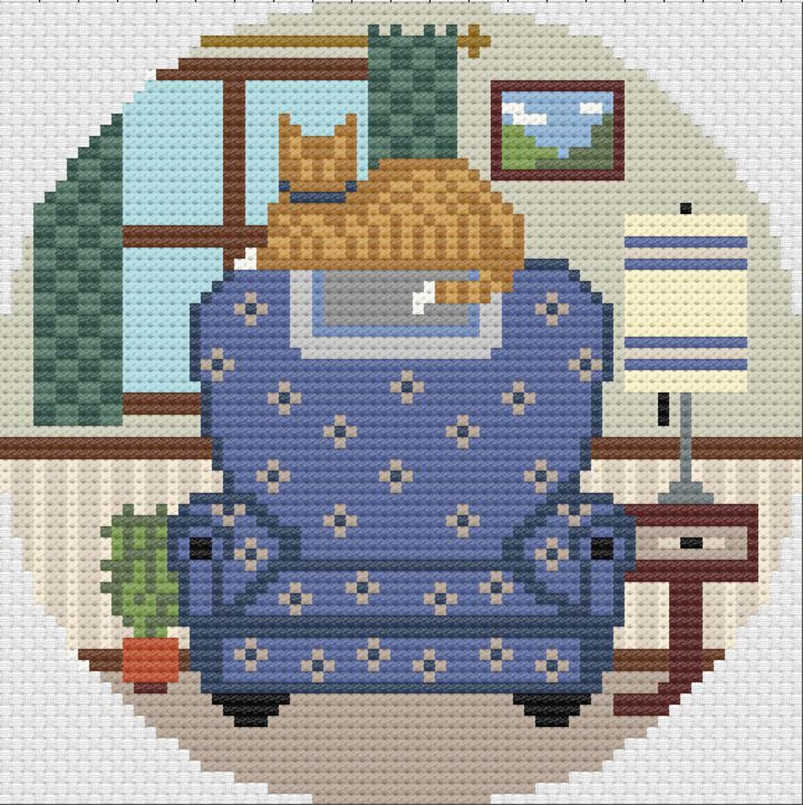 Cute Tabby Cat Needlepoint Pattern, Parlour Cat, Sweet Cat Theme ...