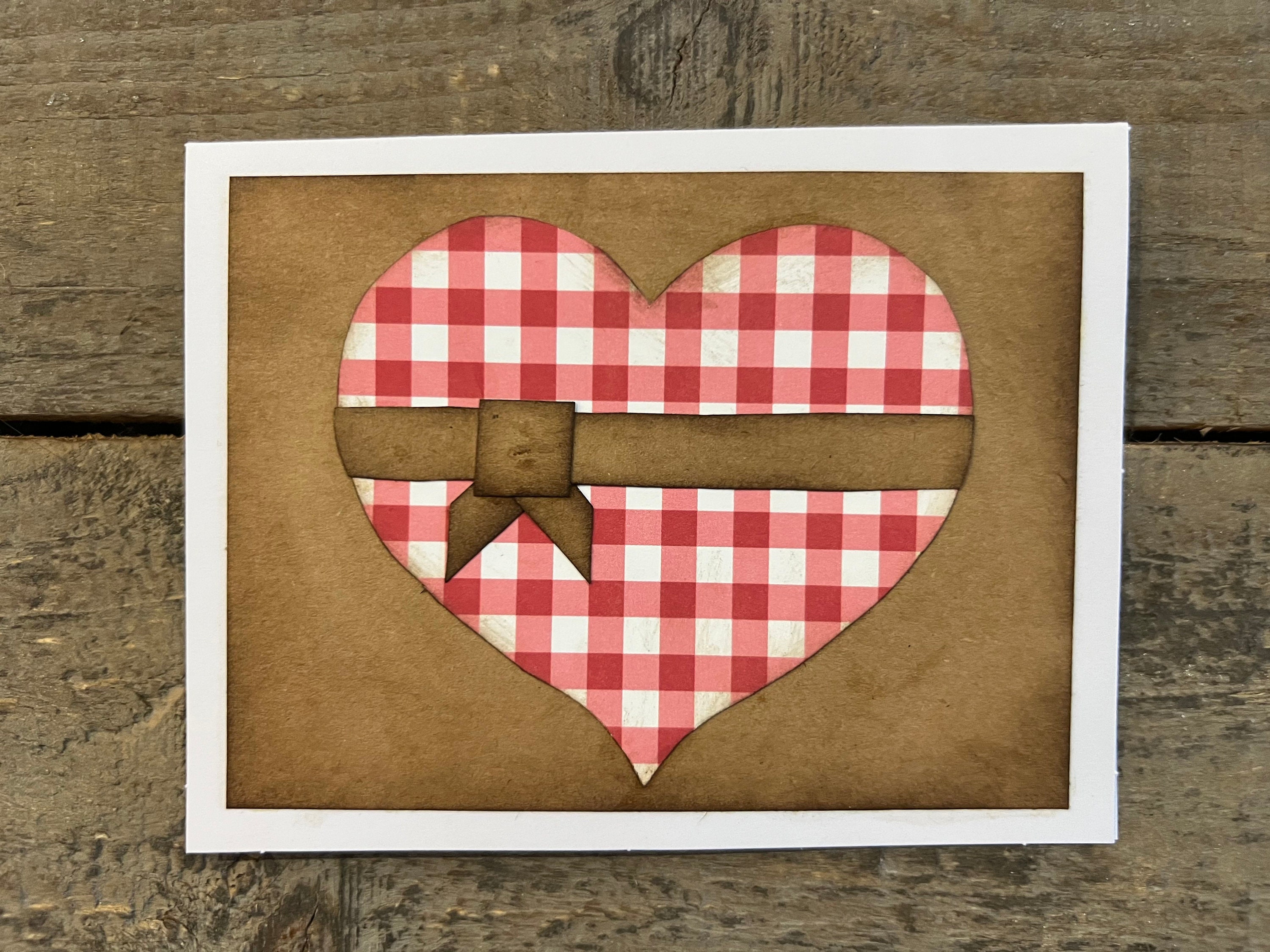 Gingham Heart Cards, Farmhouse Heart Cards, Set of 2 Cards, Handmade, Cute Heart Card Set, Hand ...