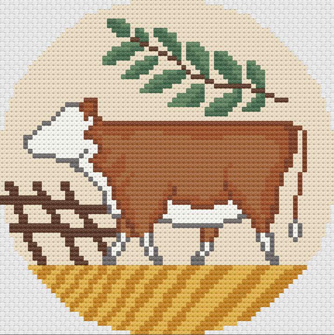 Hereford Cow, Needlepoint Pattern, Hereford Steer, Hereford Cattle, Butter Mold Style ...