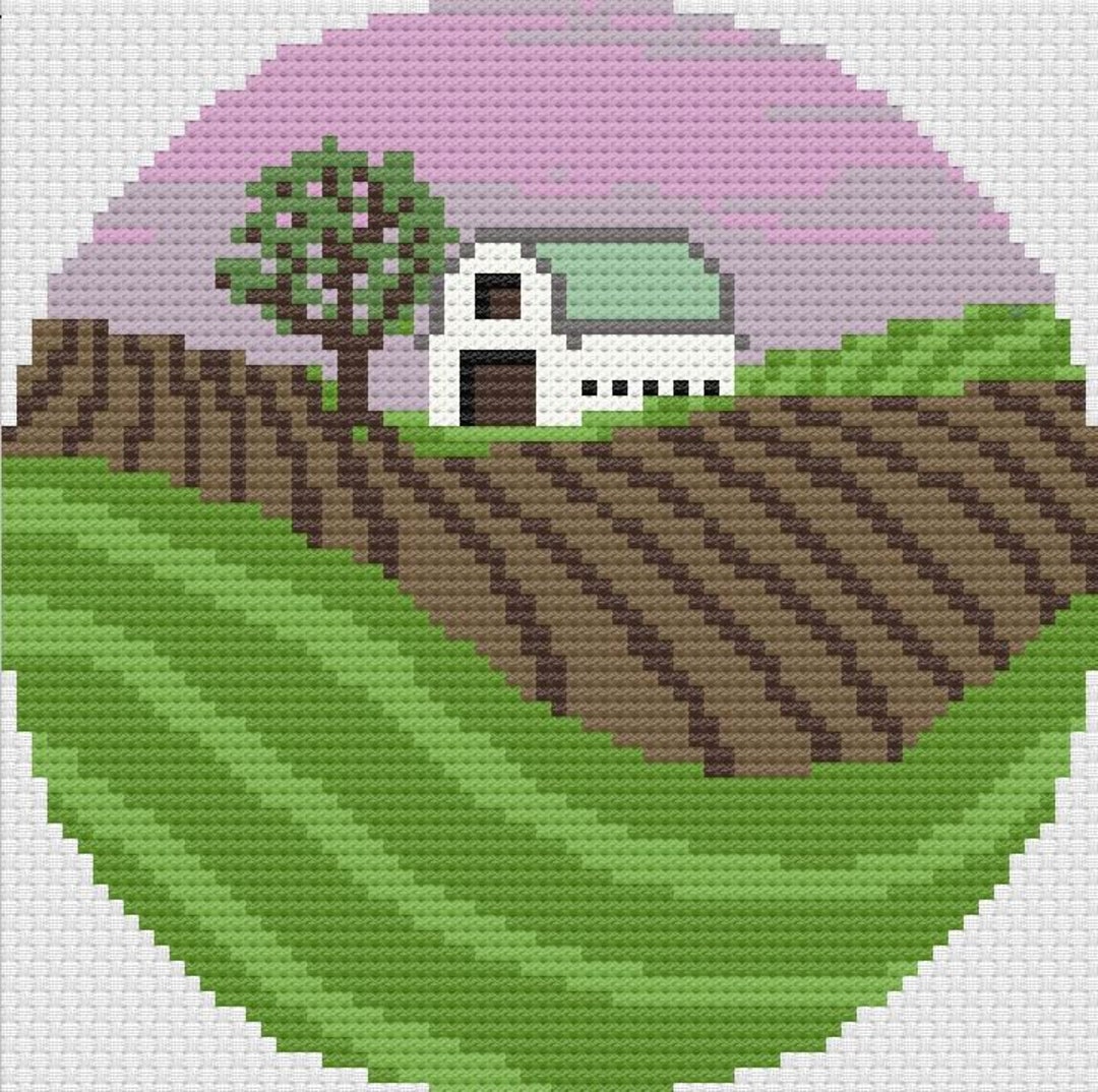 White Barn, Palouse Barn, Old Barn Needlepoint, Barn Needlepoint, Farm ...