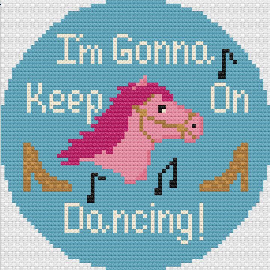 I'm Gonna Keep on Dancing! Pink Pony Heels Needlepoint Pattern, Pink ...