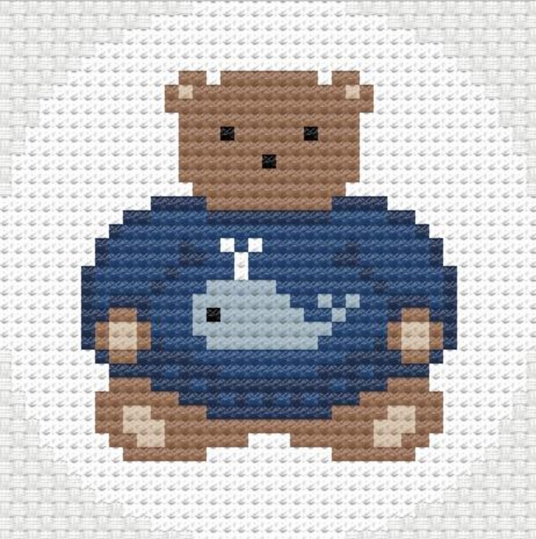 Teddy Bear Whale Sweater Needlepoint, 13 Mesh, Sea Theme, Beach Theme ...