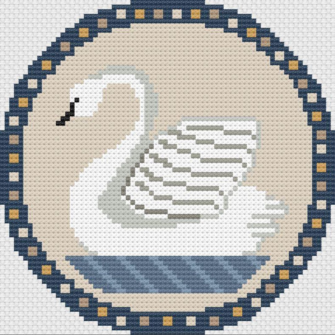 Swan Needlepoint Pattern, Butter Mold Inspired Swan, Folk Art Swan ...
