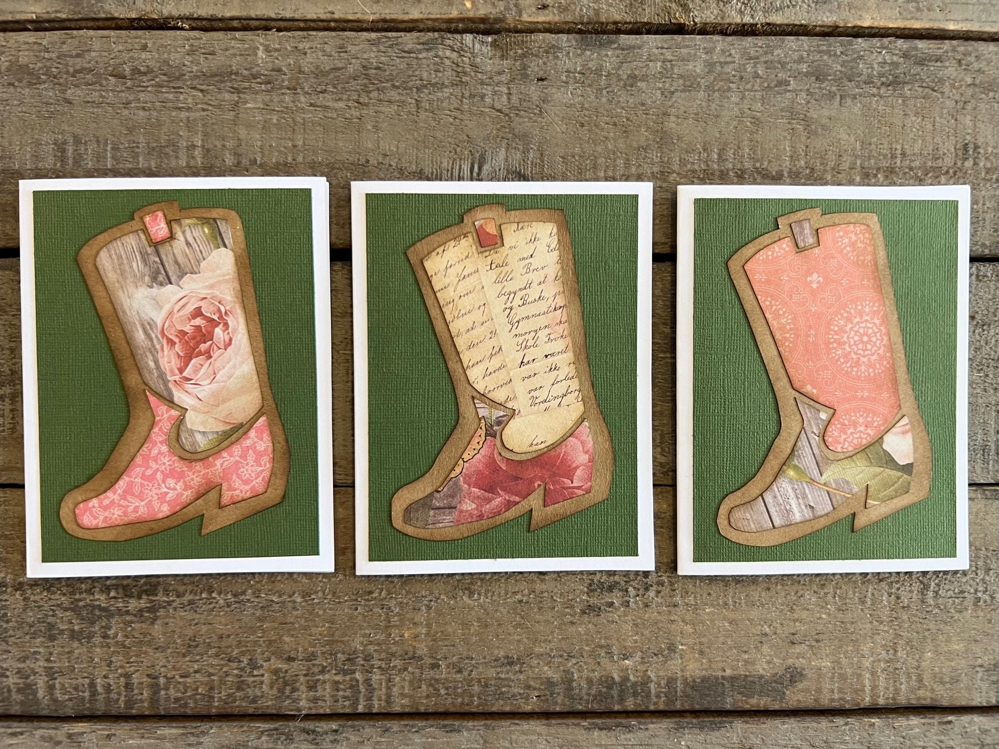 Cowboy Boot Cards Set of 5 Blank Notecards Hand Cut - Etsy