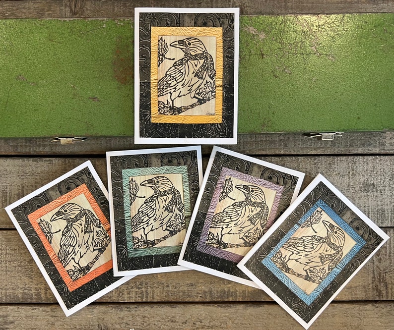 Crow Cards, Hand Cut Paper, Handmade, Crow Cards, Crow Notecards, Set ...