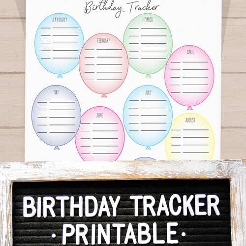 Birthday Planner Birthday Calendar Birthday Tracker Monthly - Etsy
