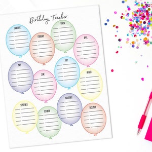 Birthday Planner, Birthday Calendar, Birthday Tracker, Monthly ...