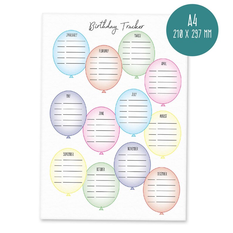 Birthday Planner, Birthday Calendar, Birthday Tracker, Monthly ...