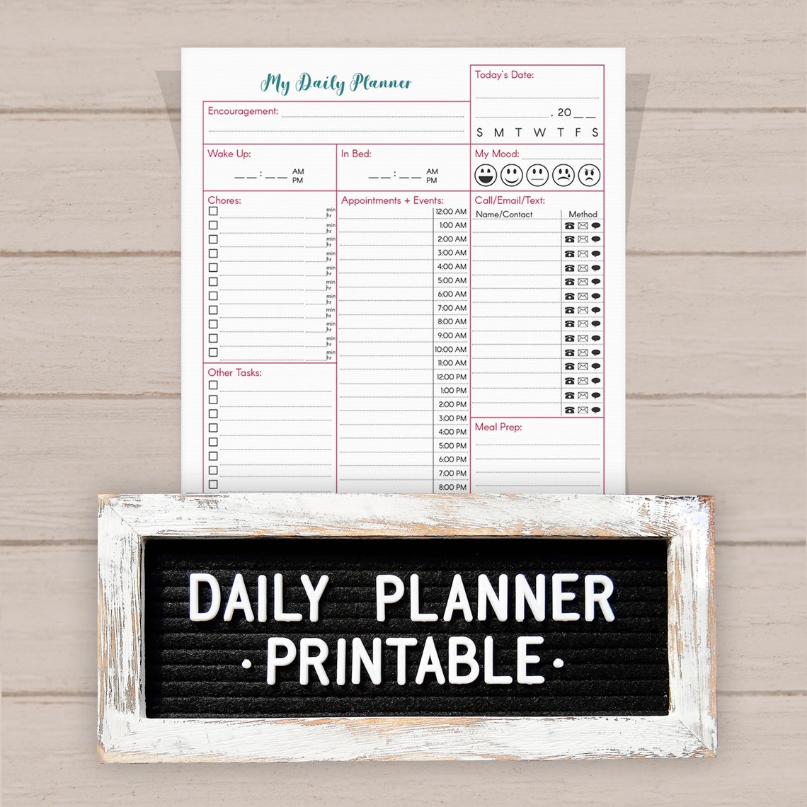 Daily Plan, Undated Daily, Daily Schedule, Undated Planner, 2021 ...