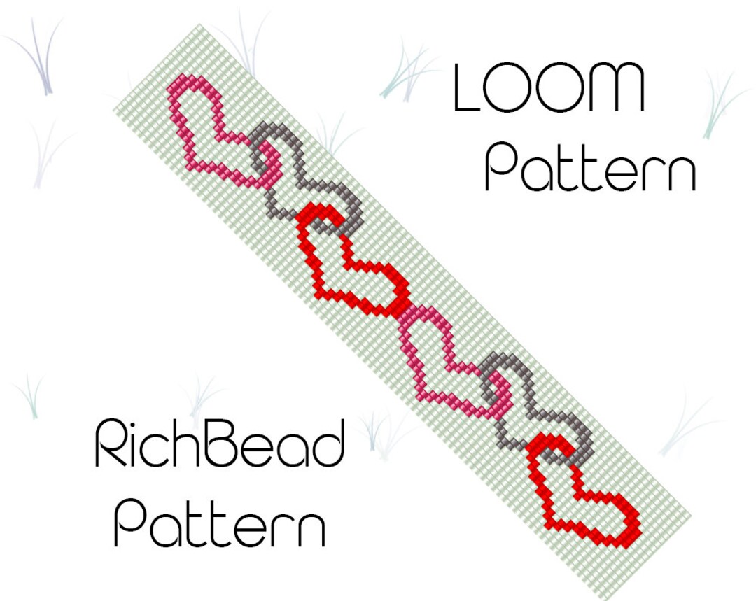 Hearts Bead Loom Bracelet Patterns Valentine Beading Patterns Pdf Bead ...
