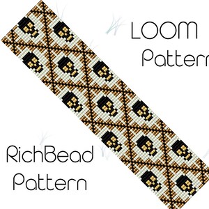 Skull Beaded Loom Bracelet Patterns Halloween, Day of the Dead, Frida ...