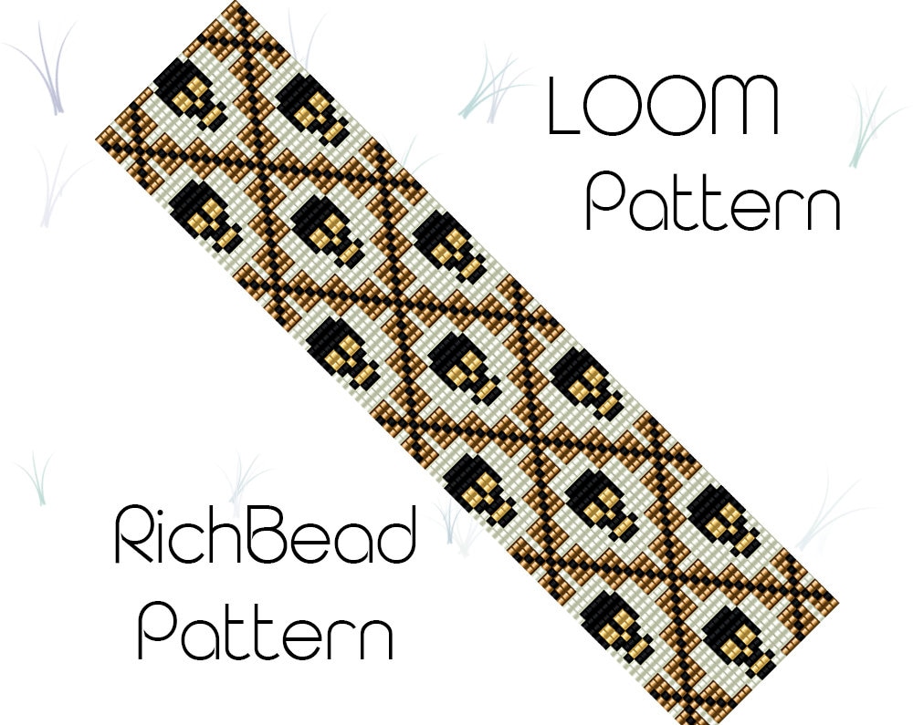 Skull Beaded Loom Bracelet Patterns Halloween, Day of the Dead, Frida ...