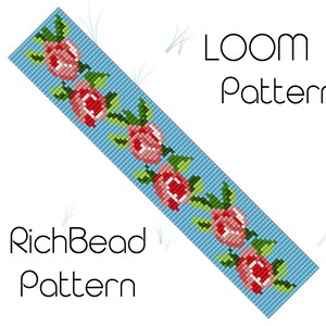 Beaded Rose Pattern Bead Loom Flower Pattern Bracelet Bead Loom ...