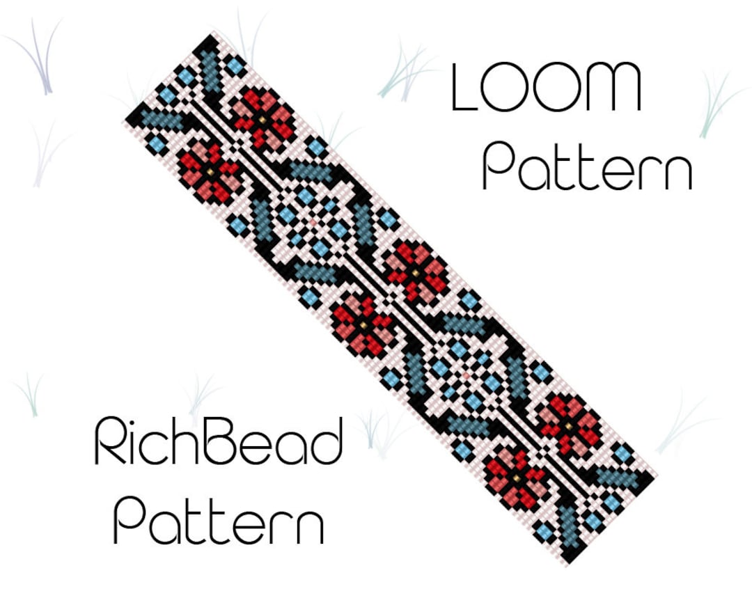 Floral Beaded Bracelet Patterns Flower Bead Loom Pattern Beading Loom Bracelet Beadweaving ...