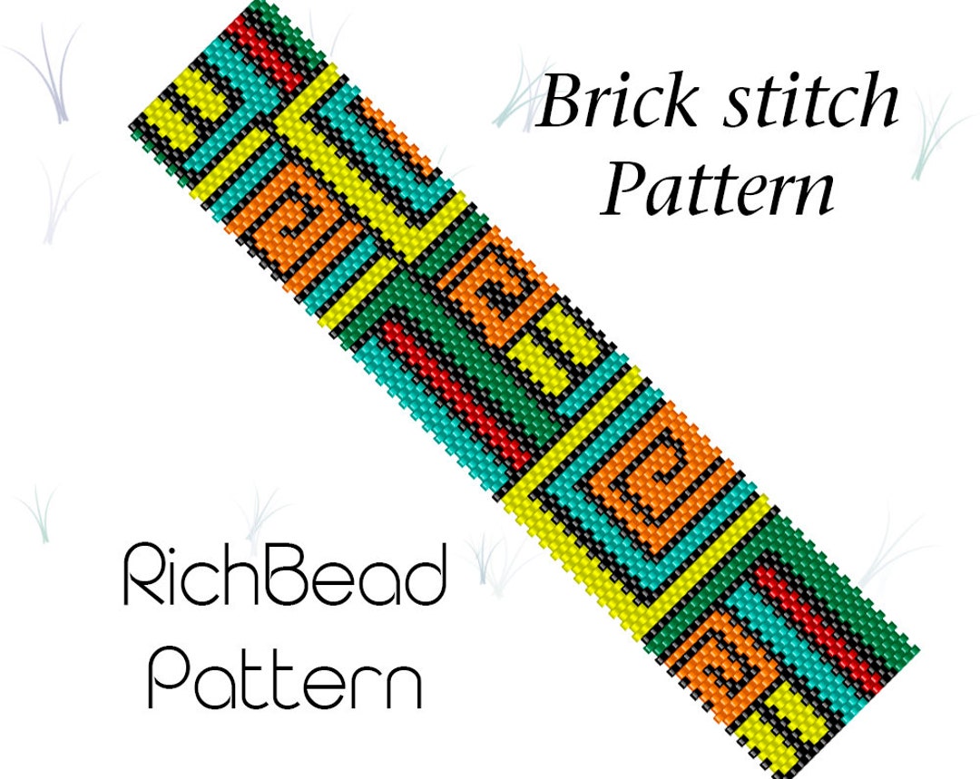 Colorful Brick Stitch Bracelet Pattern Multicolor Beaded Patterns ...