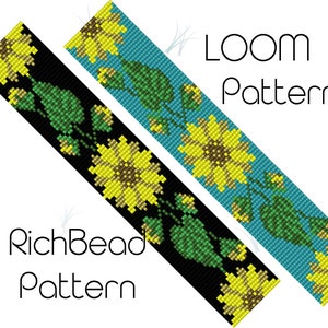 Sunflower Beadwork Bracelet Patterns Yellow Flower Bead Loom Pattern ...