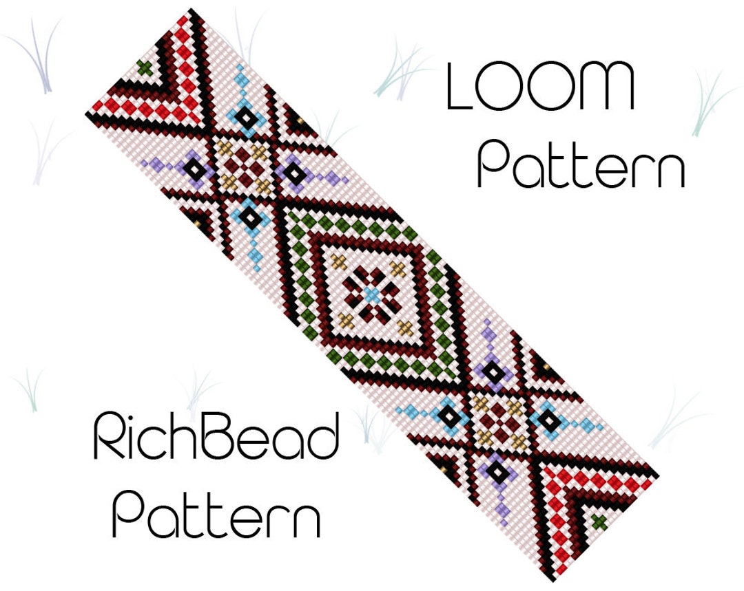 Geometric Square Stitch Beading Pattern Bead Loom Bracelet Patterns ...