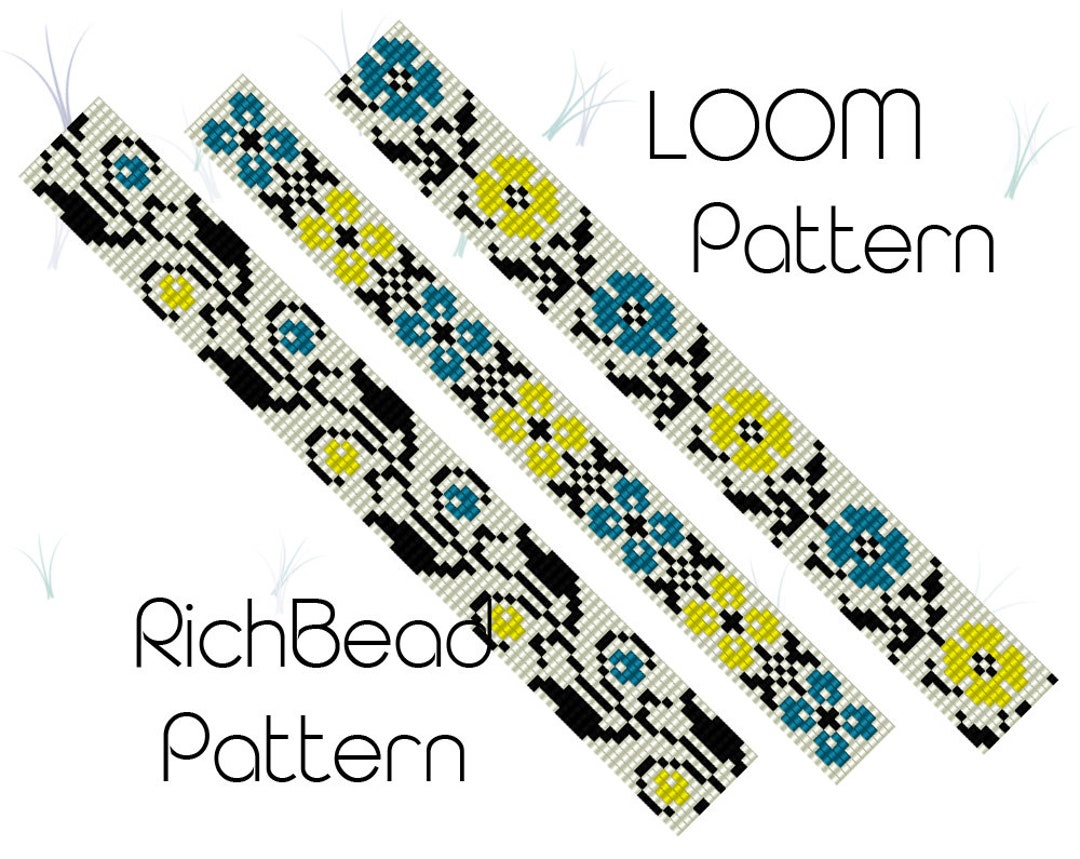 Flower Narrow Bracelet Bead Loom Patterns for Beginners Loom Beading ...