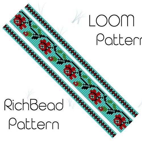 Beaded Rose Pattern Bead Loom Flower Pattern Bracelet Bead - Etsy