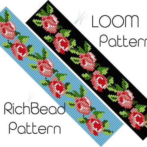 Loom Bead Pattern Flower Beaded Loom Patterns Floral Bead - Etsy