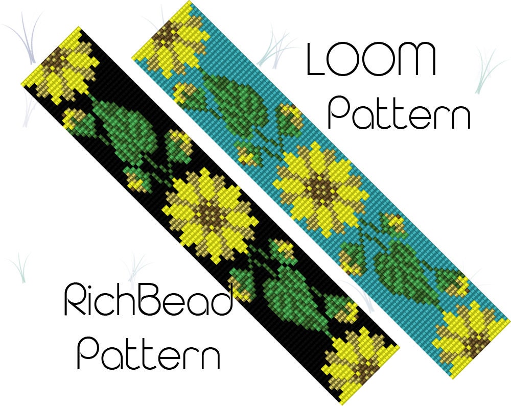 Sunflower Beadwork Bracelet Patterns Yellow Flower Bead Loom Pattern ...