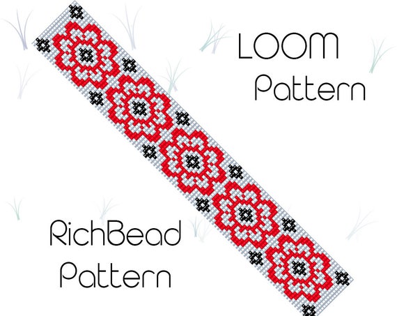 Flower Beading Loom Patterns Bead Loom Bracelet Patterns Seed | Etsy UK