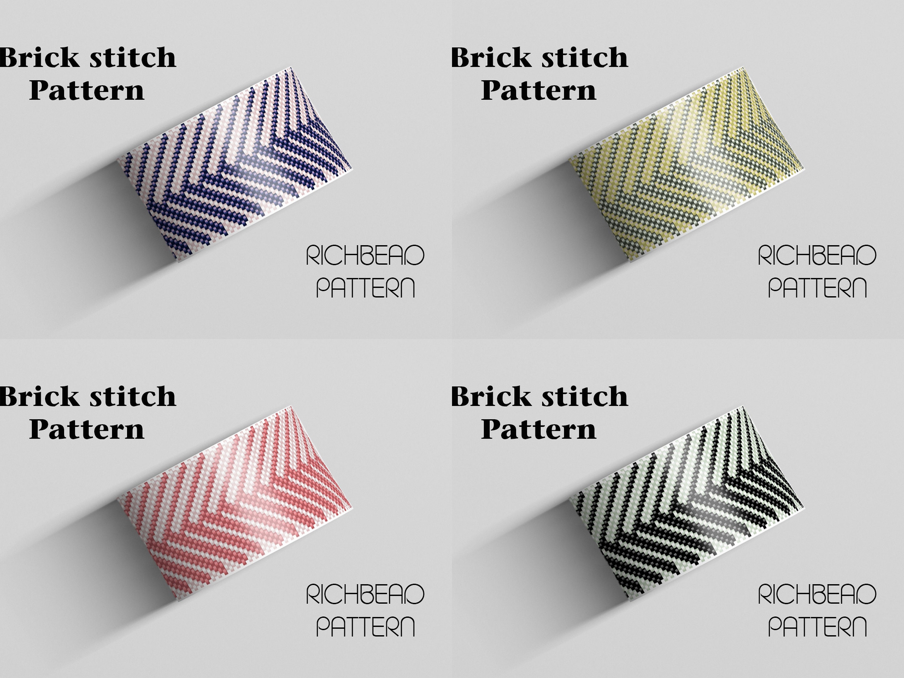 Geometric Brick Stitch Bracelet Pattern Seed Bead Patterns Bracelet ...