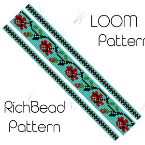 Beaded Rose Pattern Bead Loom Flower Pattern Bracelet Bead Loom ...