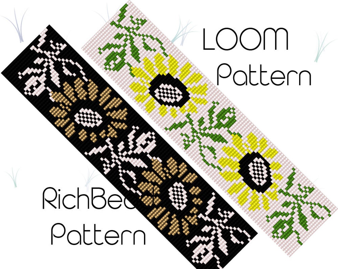 Sunflower Miyuki Delica Bead Loom Bracelet Pattern Daisy Beading Loom ...