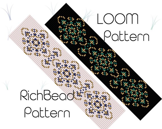 Square stitch beading pattern Bead loom bracelet patterns Bead | Etsy