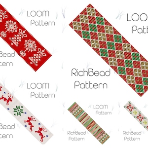 Set of 5 Christmas Bead Bracelet Patterns Beading Patterns Pdf Bead ...